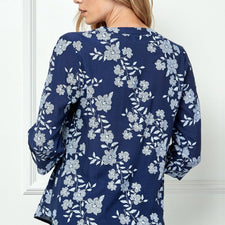 3/4 Button Tab Sleeve Button Front Mandarin Collar Shirt – Dressbarn