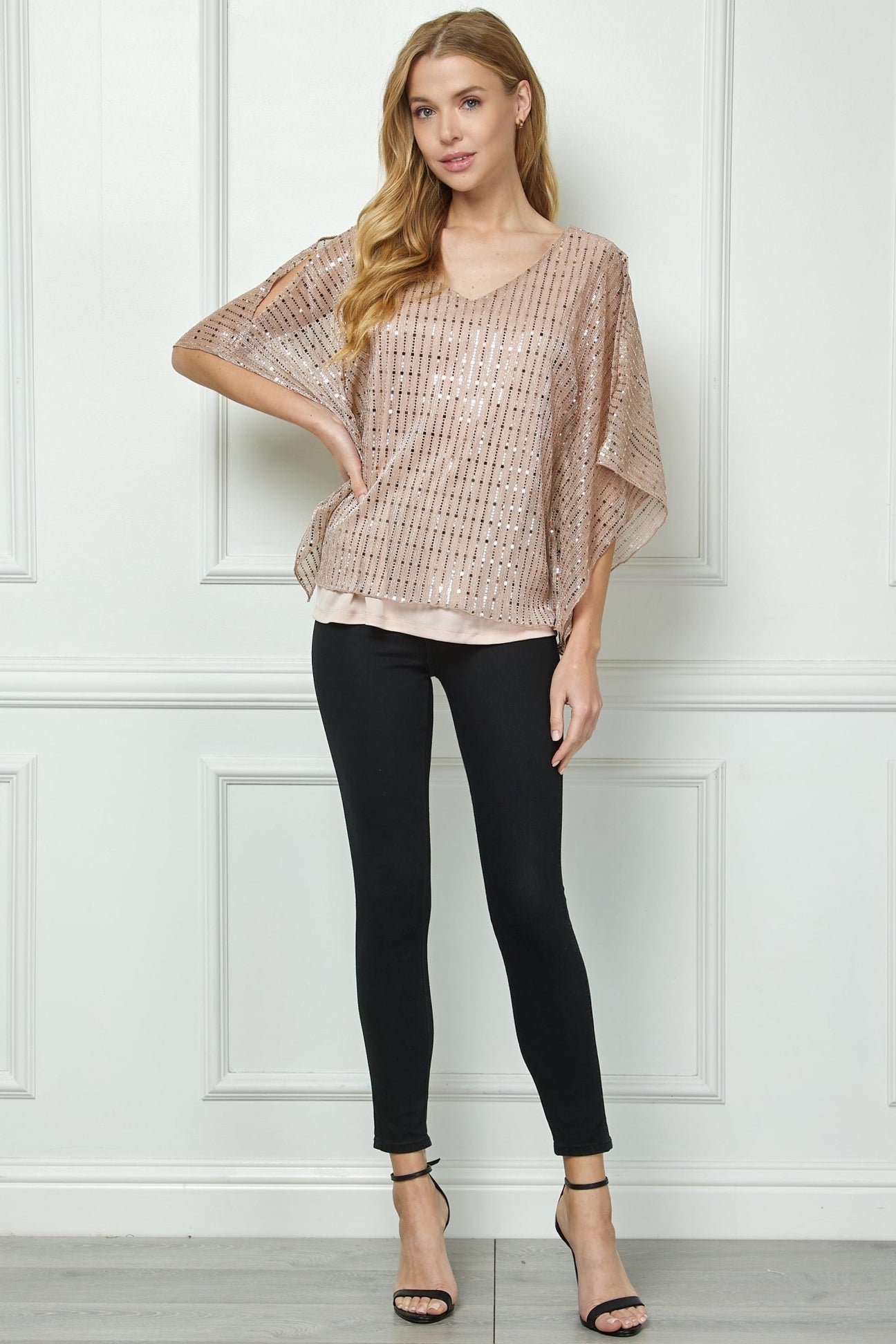 Elbow Cold Shoulder V-Neck Bar Back Poncho Blouse – Dressbarn