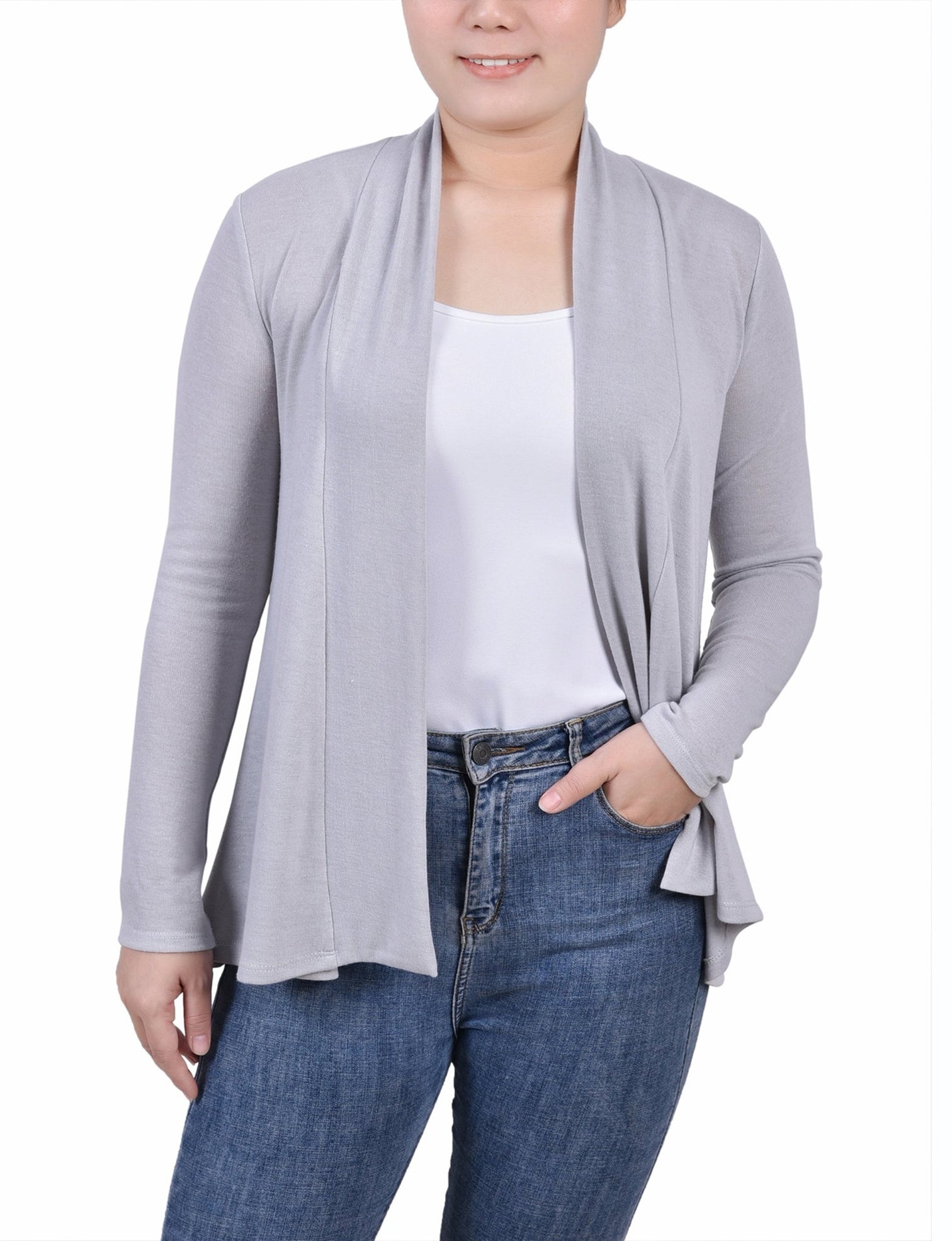 Light Grey Long Sleeve Swing Cardigan – Dressbarn