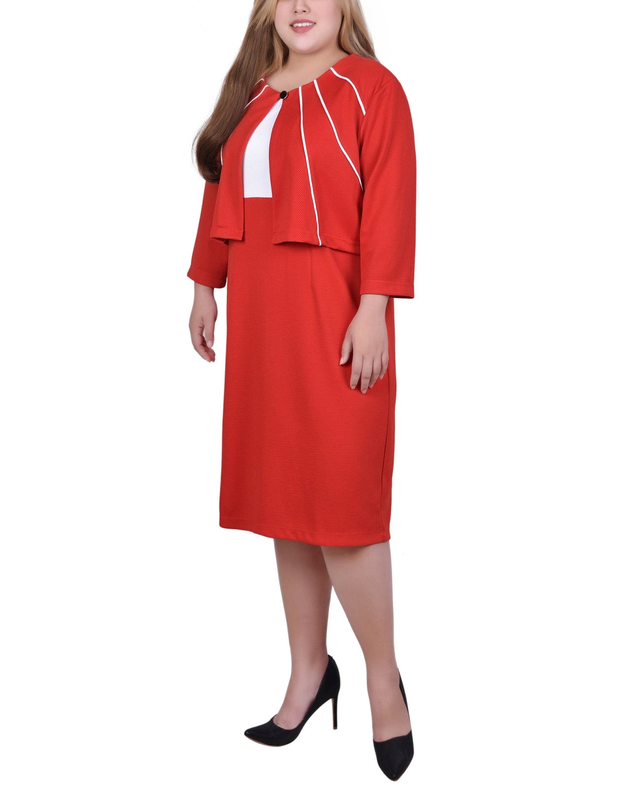 Red 2 Piece Colorblocked Dress Set - Plus – Dressbarn
