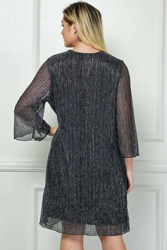Sara Michelle 3/4 Bell Sleeve 2Fer Dress And Necklace - Plus – Dressbarn