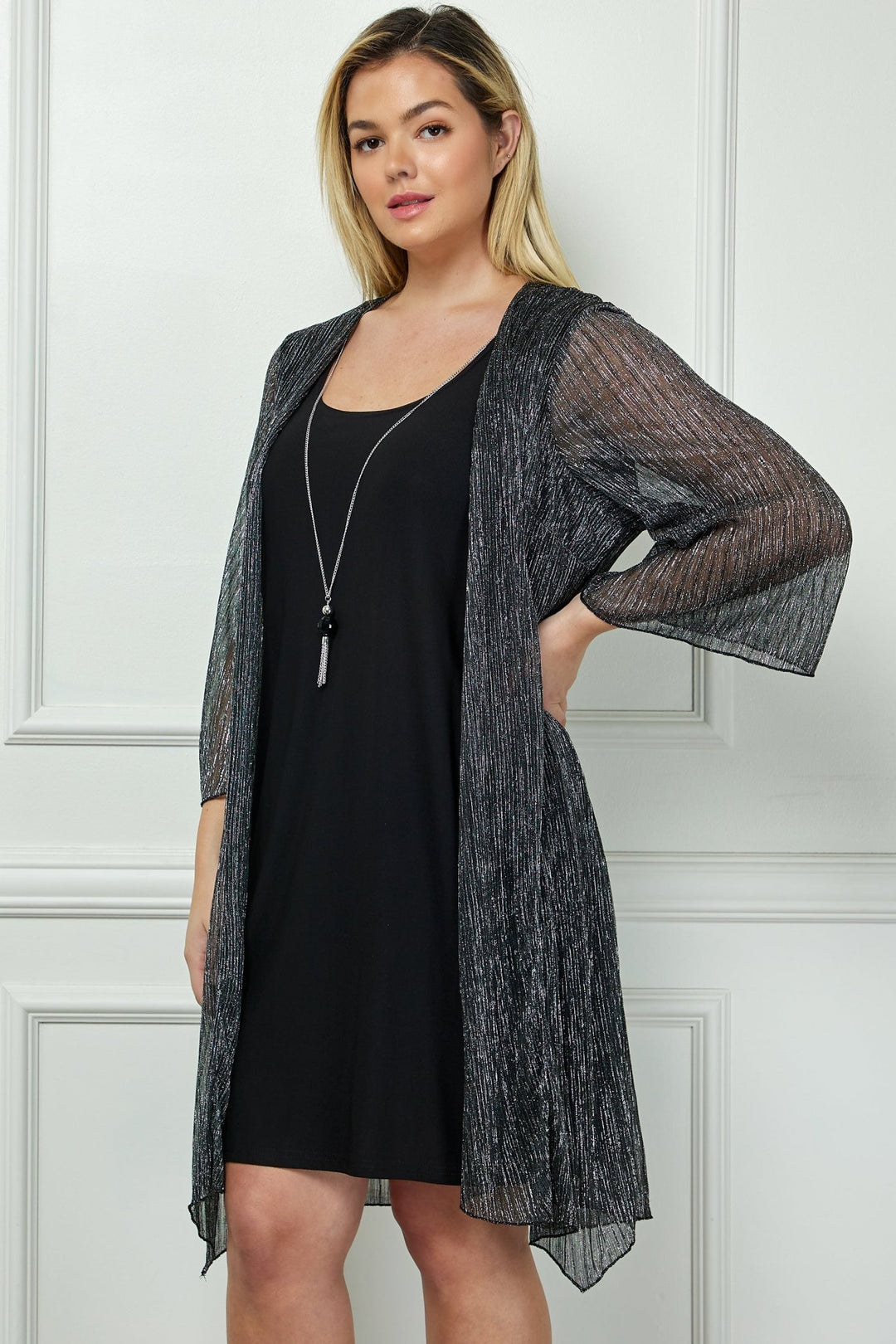 Sara Michelle 3/4 Bell Sleeve 2Fer Dress And Necklace - Plus – Dressbarn