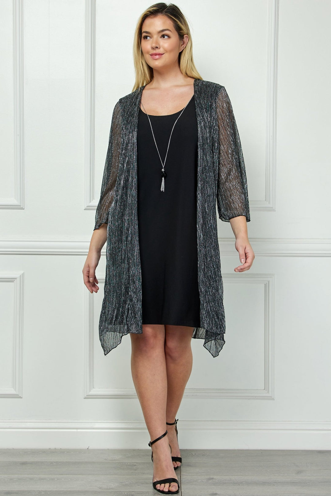 Sara Michelle 3/4 Bell Sleeve 2Fer Dress And Necklace - Plus – Dressbarn